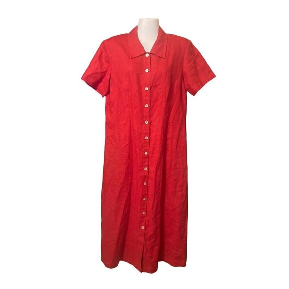 Norm Thompson | Dresses | Vtg Womens Norm Thompson Red Linen Shirt ...